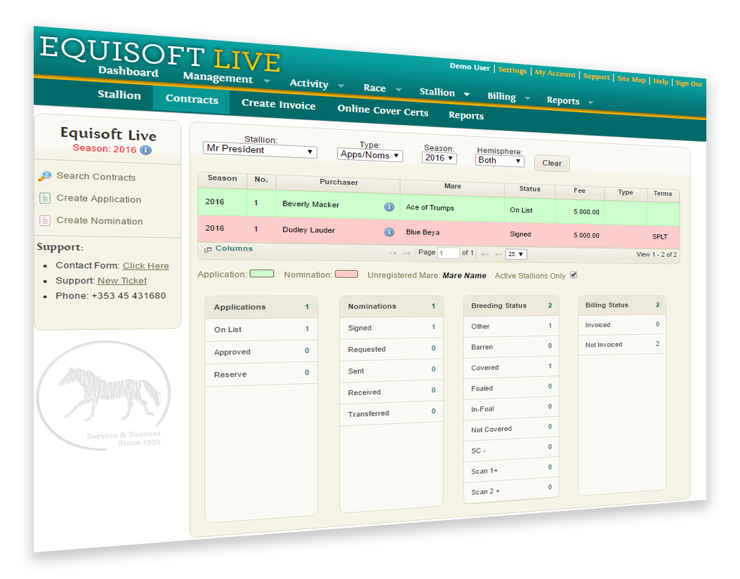 Stallion Management Package - EquisoftLive Bloodstock Management Software